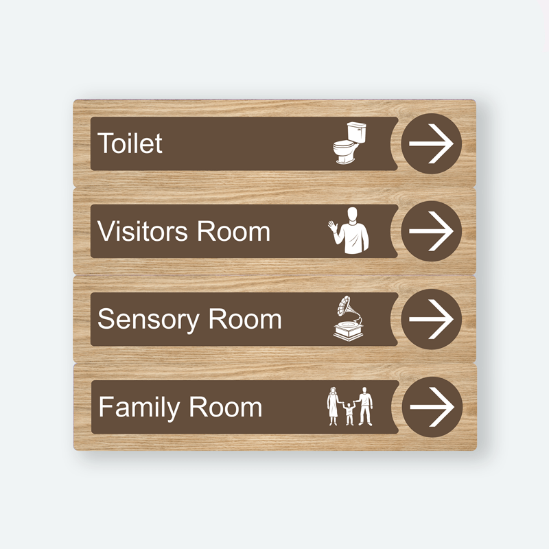 Dementia Friendly Directional Sign - Oak – Signage for Care